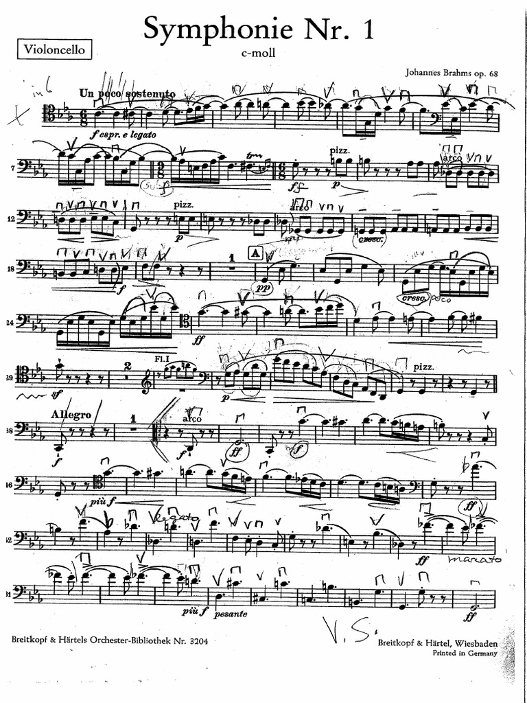 Brahms-Symphony 1. Cello | PDF