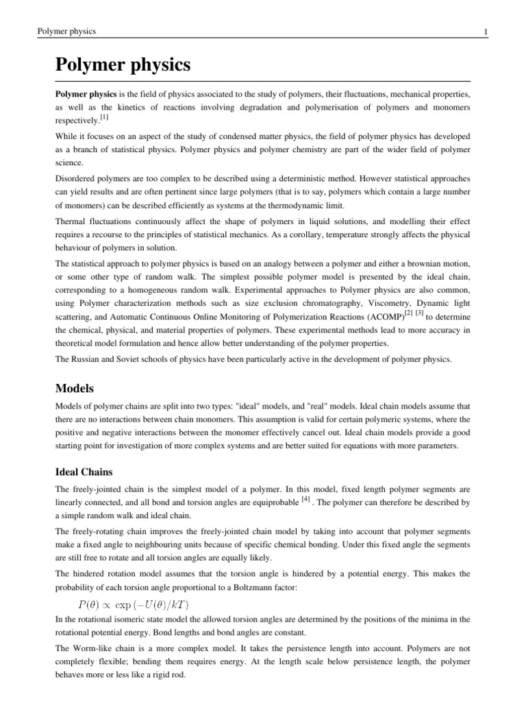 Polymer Physics | PDF | Polymers | Physical Chemistry
