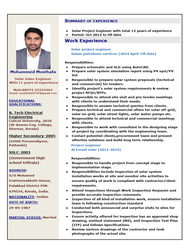 MOSTAFA Project Engineer | PDF