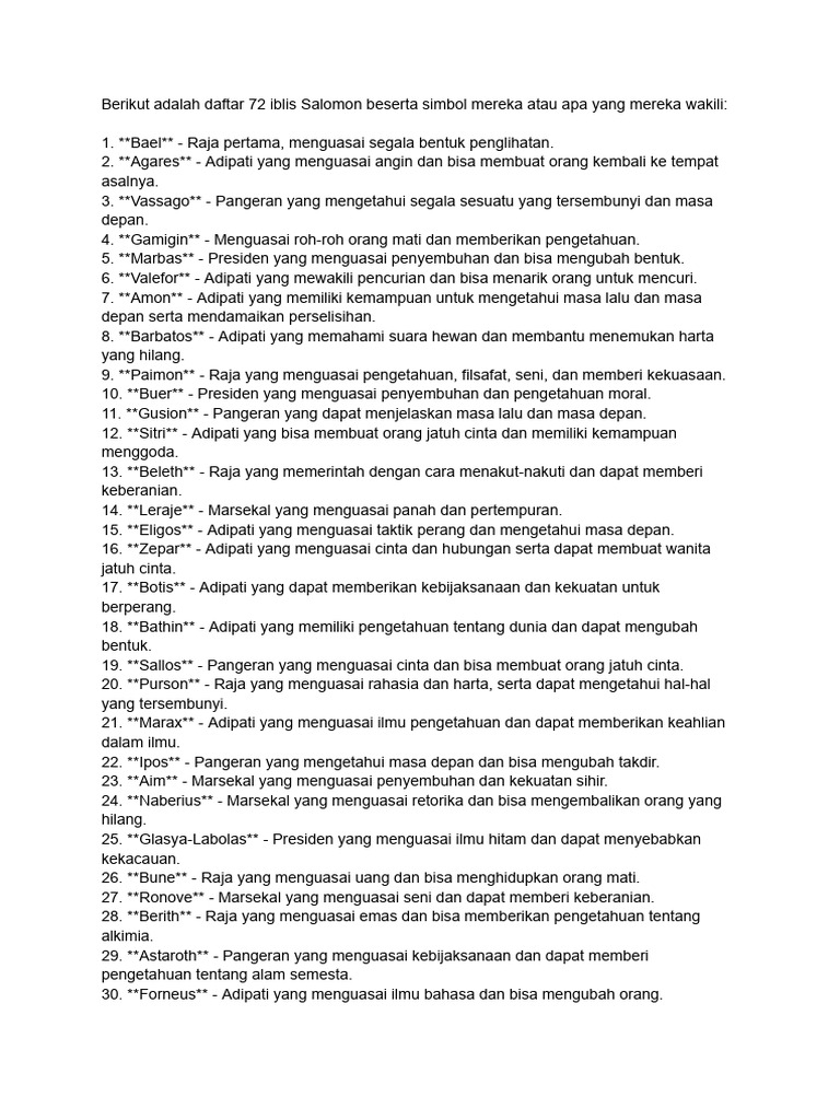 72 Demon Lord Ars Goetia | PDF