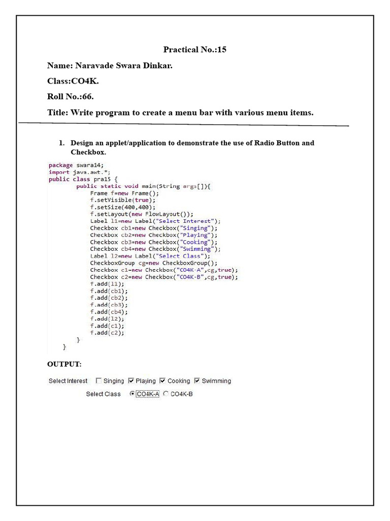 Practical No 15 | PDF