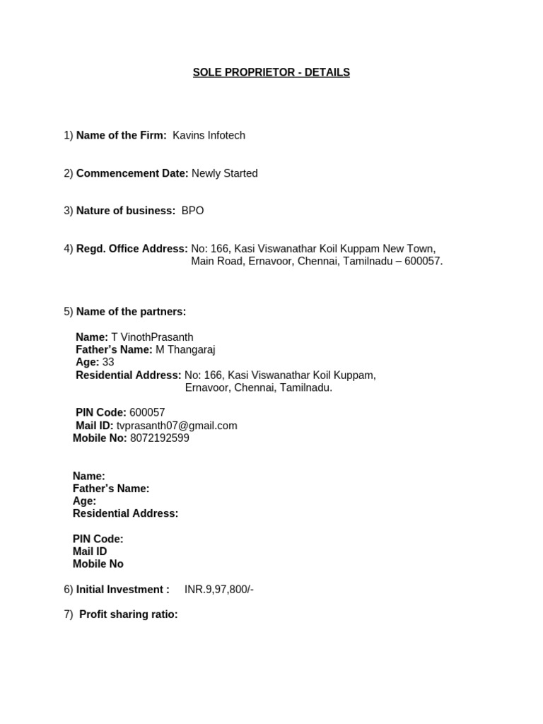 Partnership Registration Form | PDF