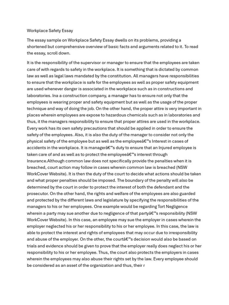 Essay Writing For Safety | PDF | Justice | Crime & Violence