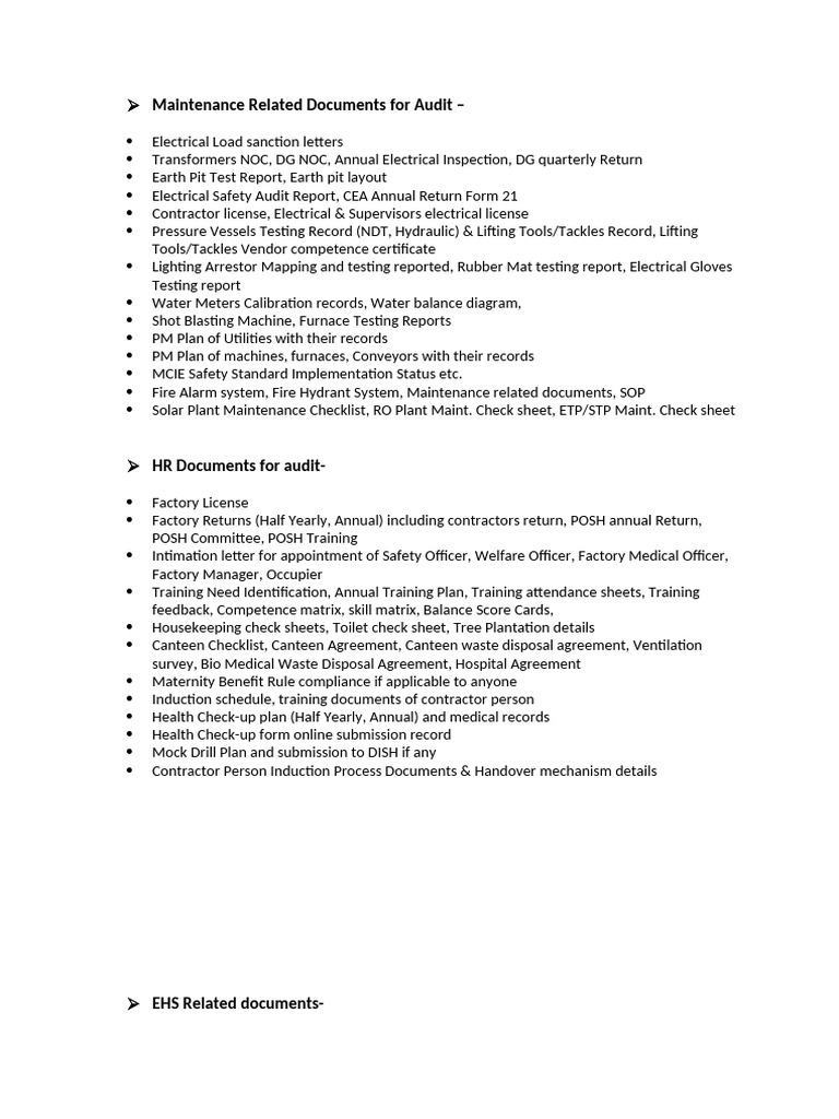 Comprehensive Audit Maintenance Documents | PDF