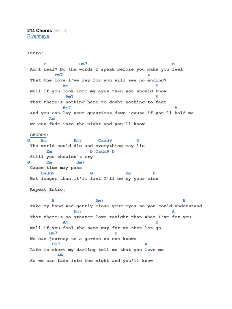 214 chords | PDF | Songs