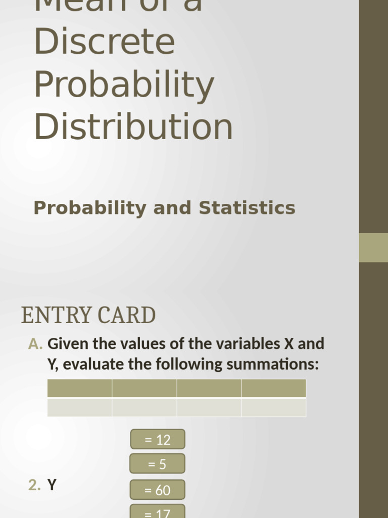 C1-Lesson 2.2-Computing the Mean of a Discrete Probability Distribution | PDF | Probability ...