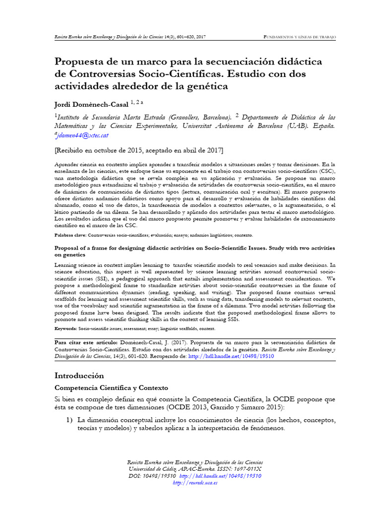 Art Tema 4 CSC en Genética Domenech | PDF | Plan de estudios | Maestros