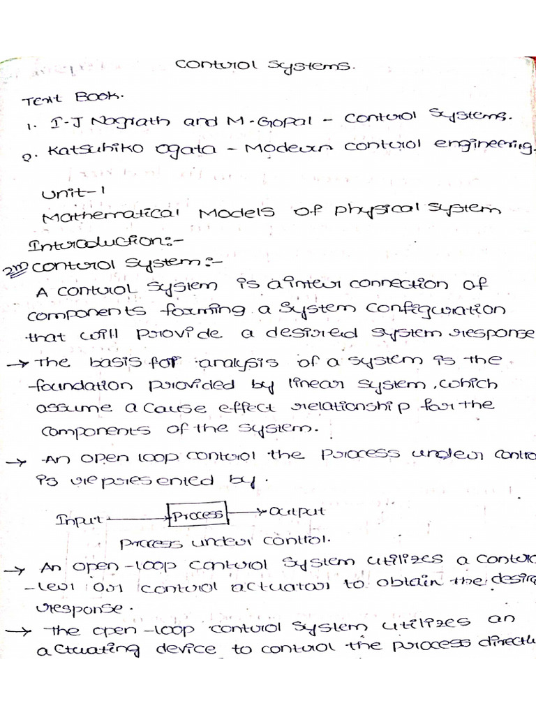Control Systems Unit-1 | PDF