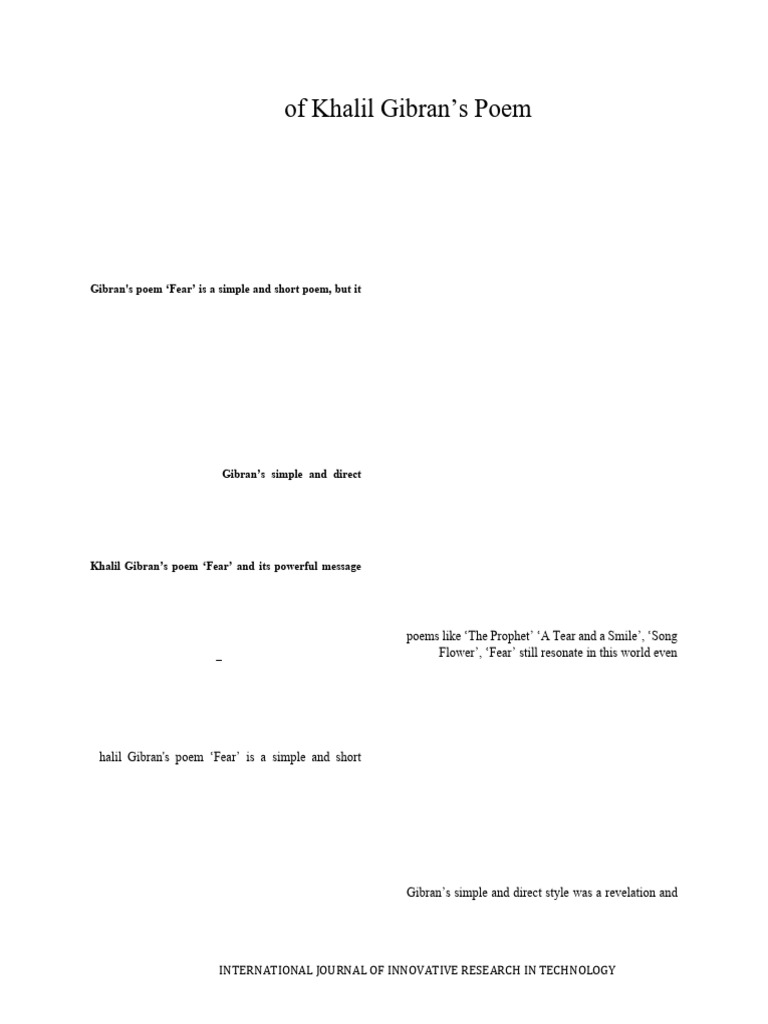 Ijirt162358 Paper | PDF | Poetry | Kahlil Gibran