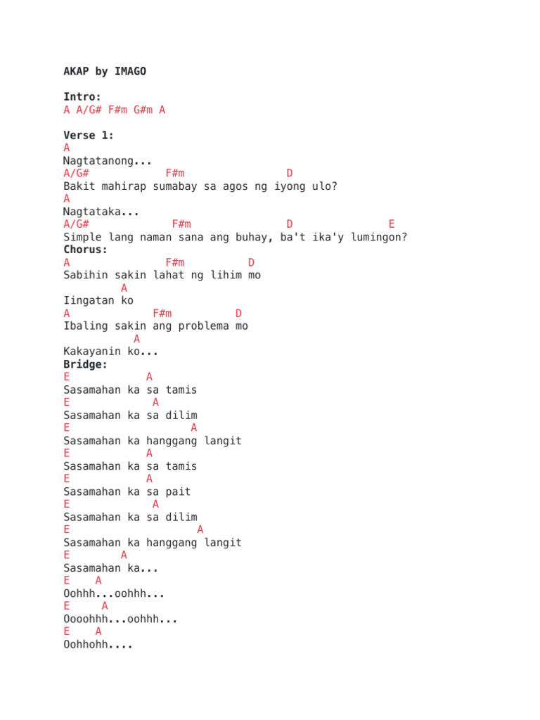 Akap Chords Imago | PDF