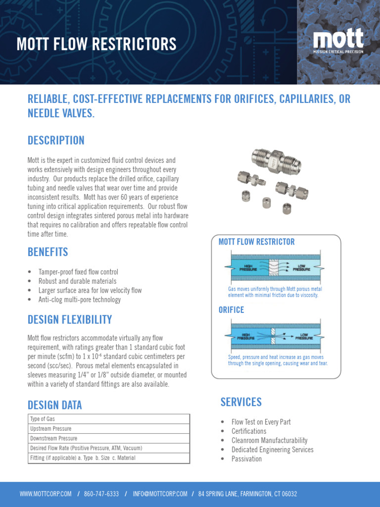 Industrial Flow Restrictors | PDF | Pressure | Flow Measurement