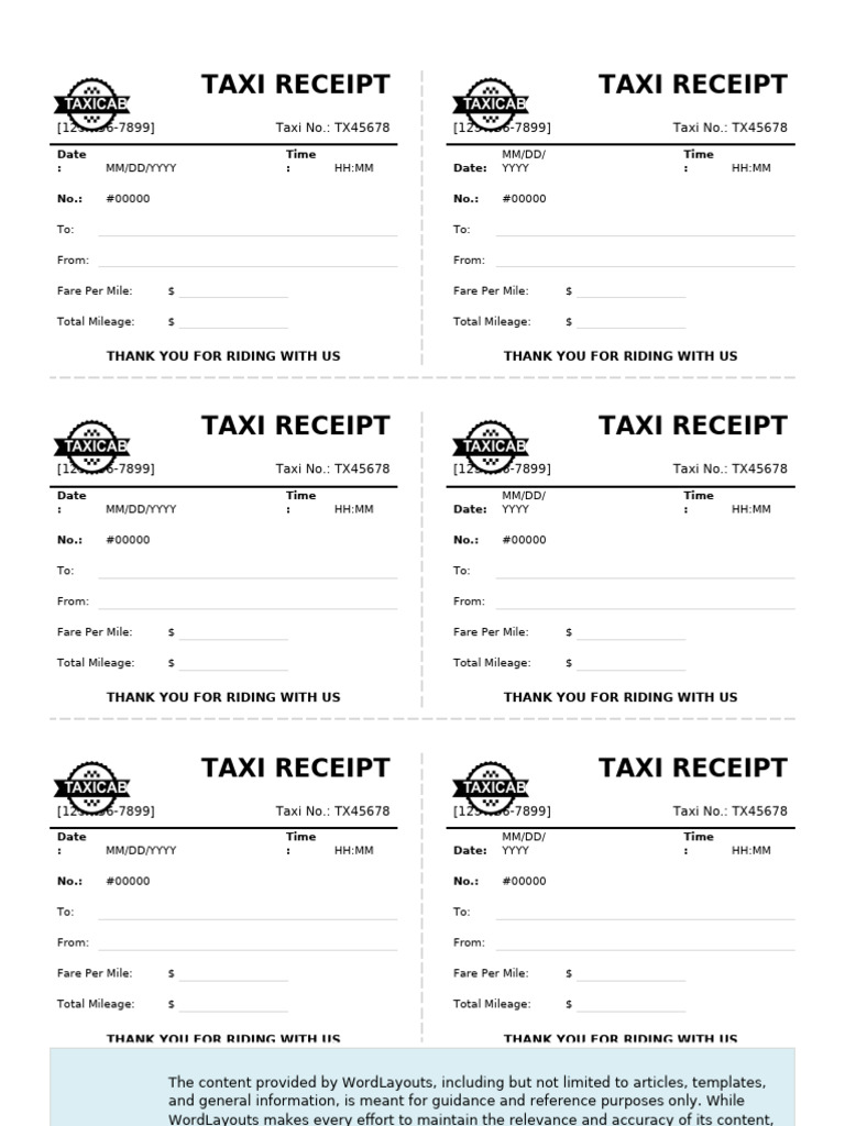 Taxi Receipt Template 07-07-86ep8mzuq | PDF