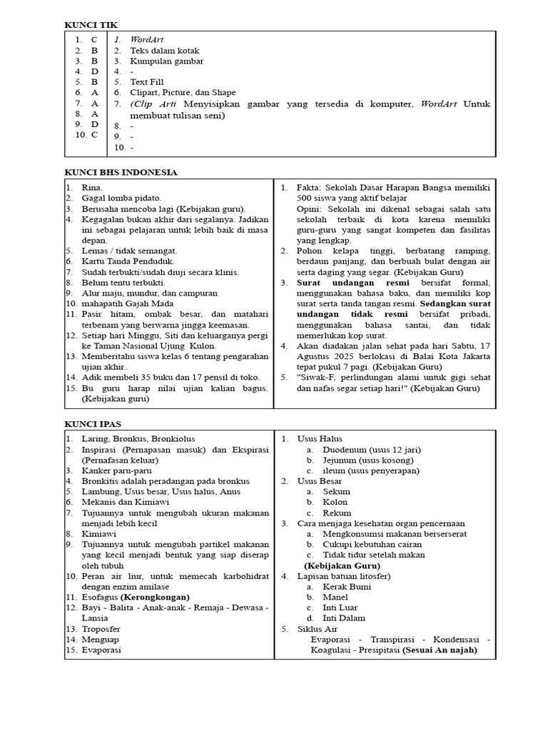 Kunci Jawaban Asts Genap 24 - 25 | PDF