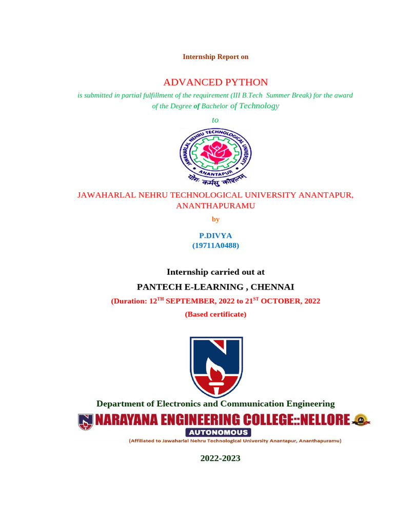 Advanced Python Internship Report | PDF | Python (Programming Language ...
