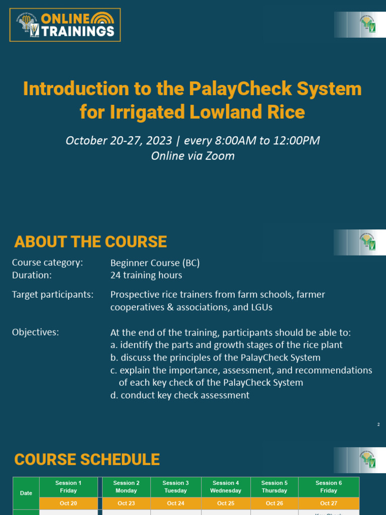 PalayCheck System Training Course 2023 | PDF