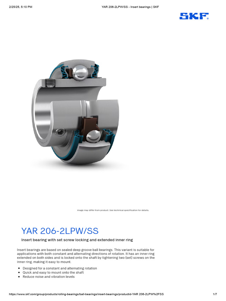 YAR 206-2LPW/SS Insert Bearing Overview | PDF | Bearing (Mechanical ...