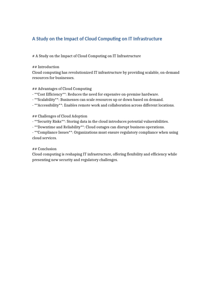 A Study On The Impact of Cloud Computing On IT Infrastructure | PDF