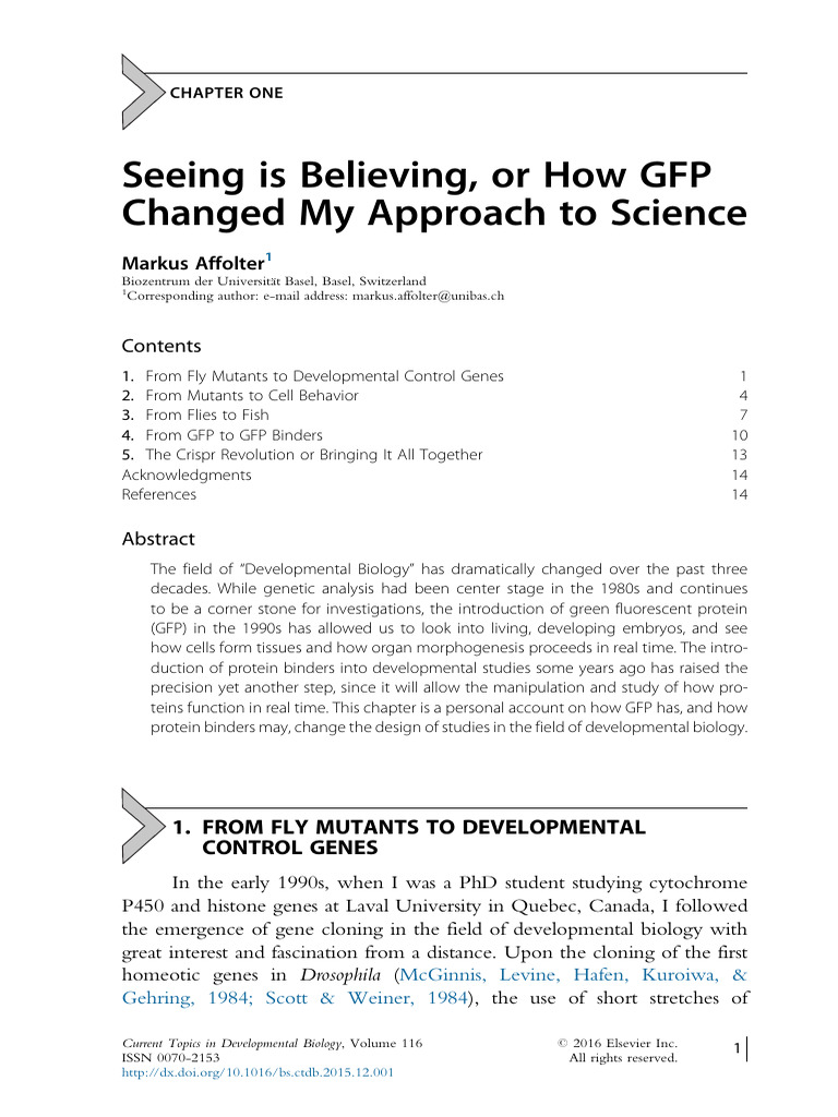 GFP's Impact on Developmental Biology | PDF | Green Fluorescent Protein ...