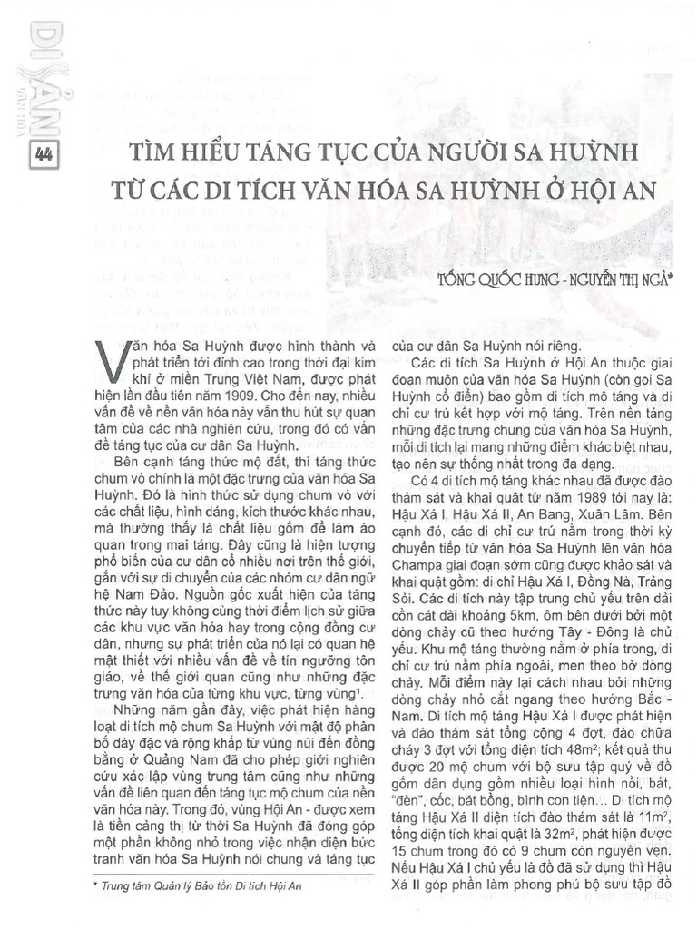 4109 - Tim Hieu Tang Tuc Cua Nguoi Sa Huynh Tu Cac Di Tich Van Hoa Sa Huynh o Hoi An | PDF