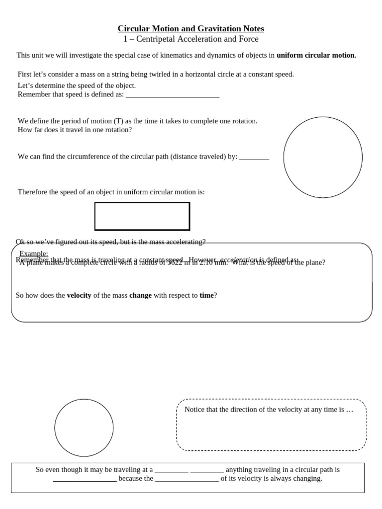 Notes-Unit-5 - Circular Motion and Gravitation - Lawson | PDF ...