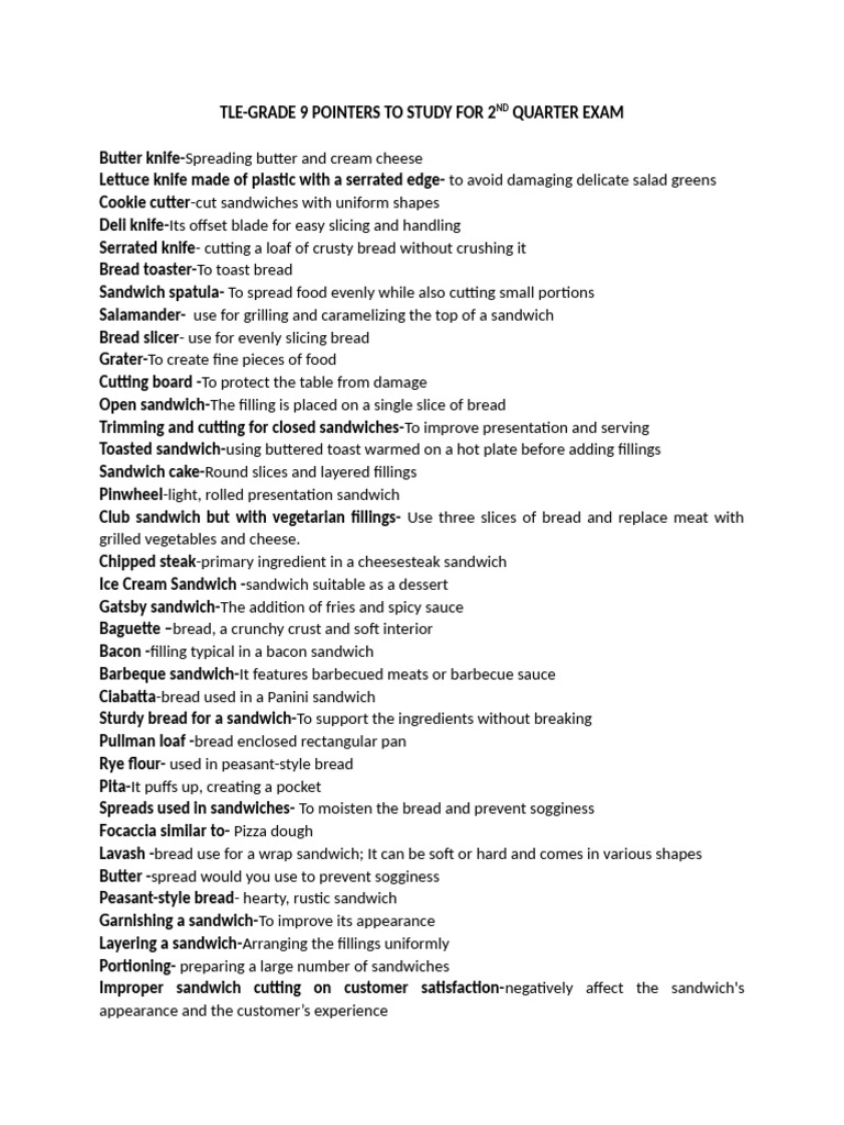 Grade 9 Pointers To Study For 2nd Quarter Exam | PDF