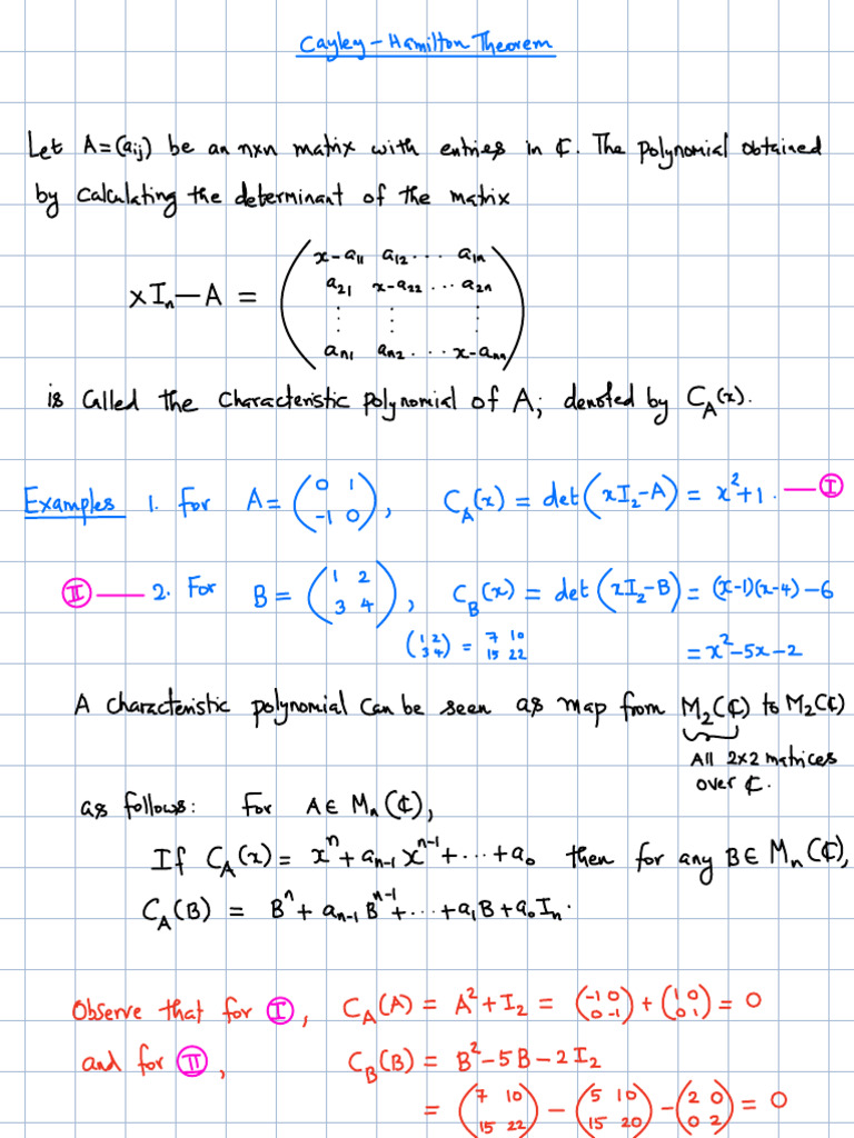 Cayley-Hamilton Theorem Explained | PDF | Matrix (Mathematics ...