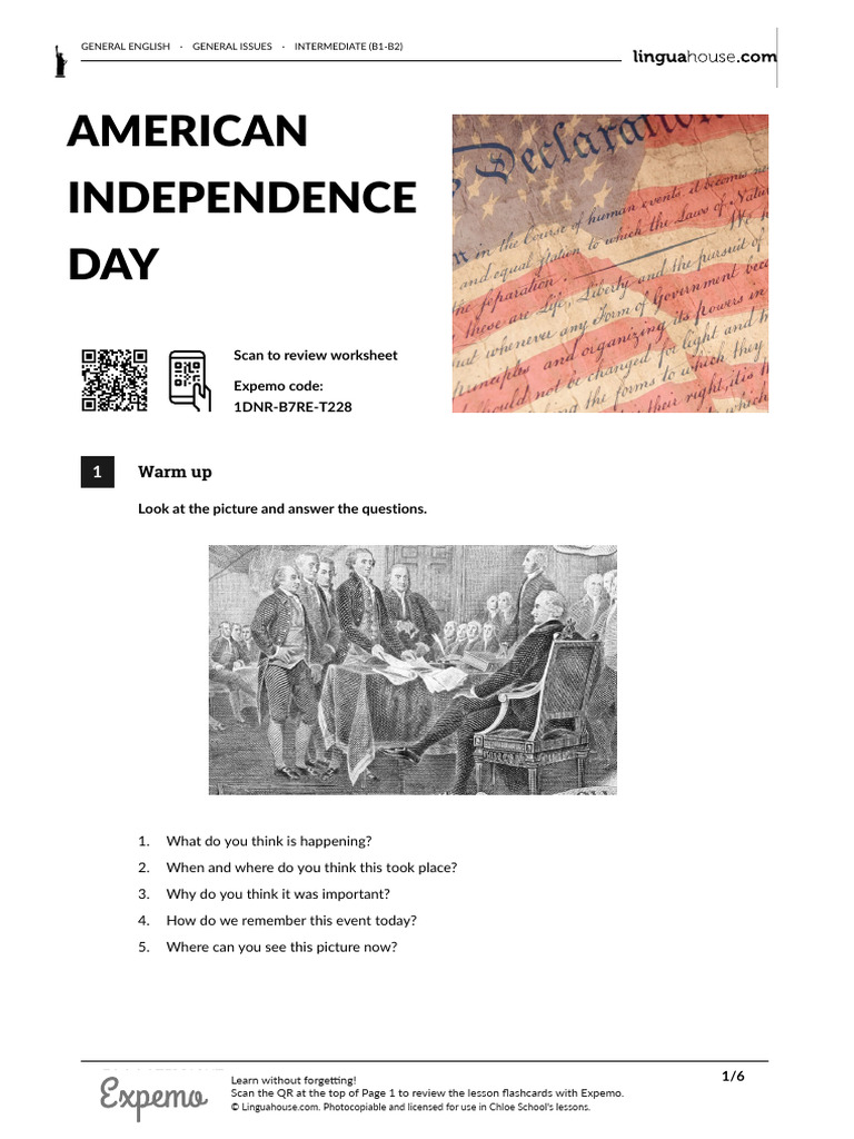 American Independence Day American English Teacher | PDF | Independence ...