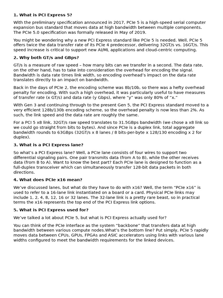 Pcie Interview Questions | PDF | Electrical Engineering | Digital Technology