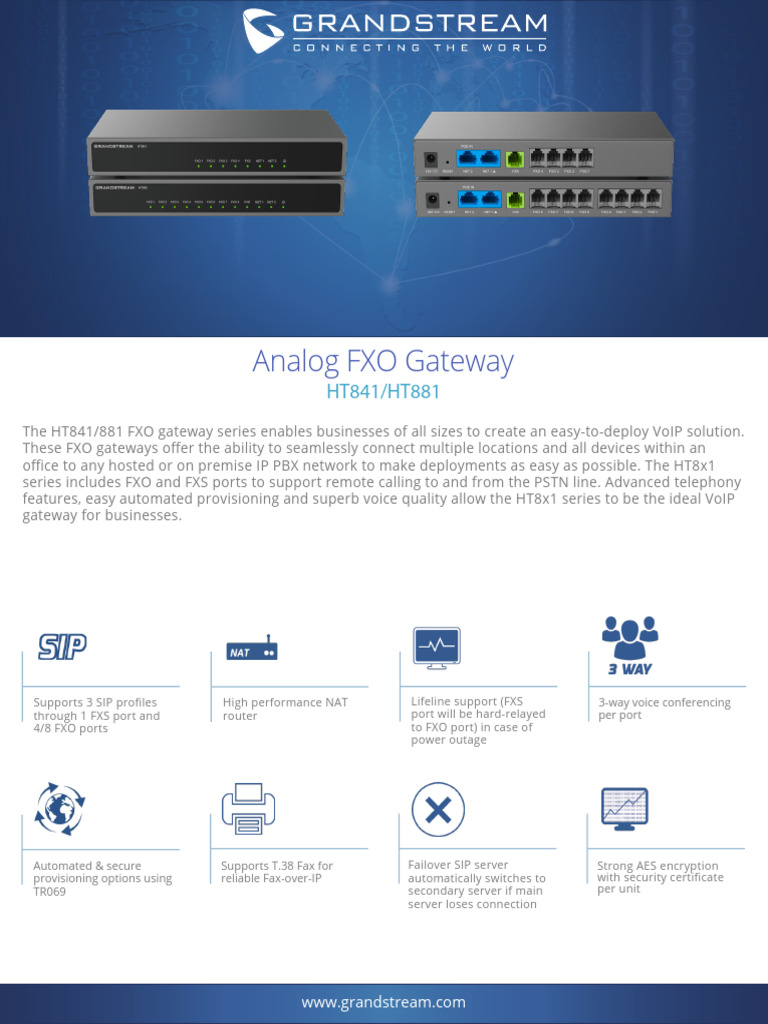 Datasheet HT841 HT881 English | PDF | Voice Over Ip | Session Initiation Protocol