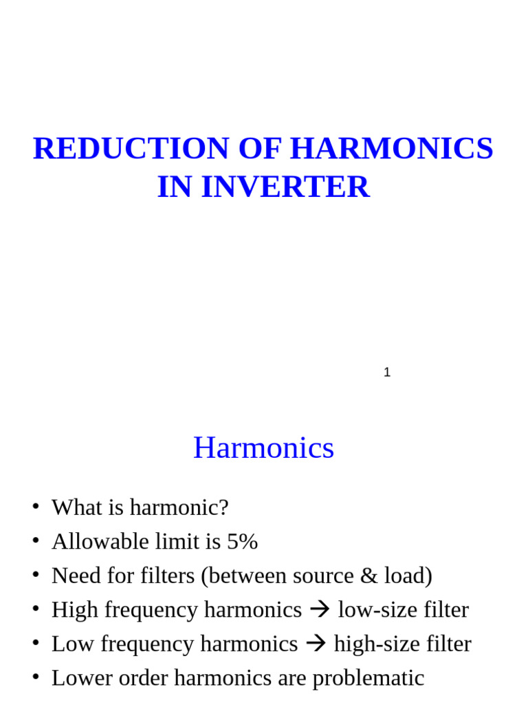 Harmonic Reduction Techniques for Inverters | PDF