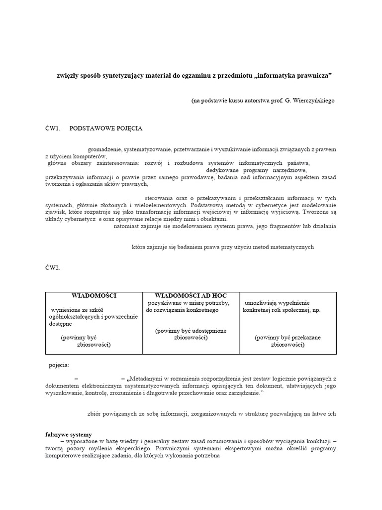 Informatyka Skrypt | PDF