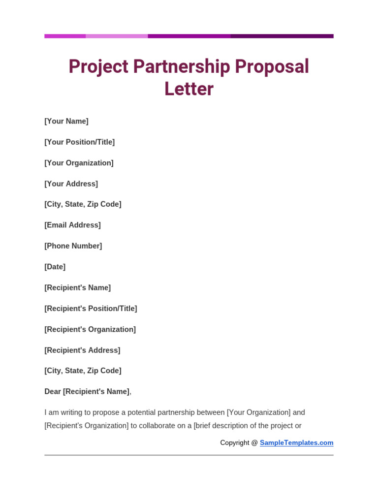 Project Partnership Proposal Letter | PDF | Partnership | Governance