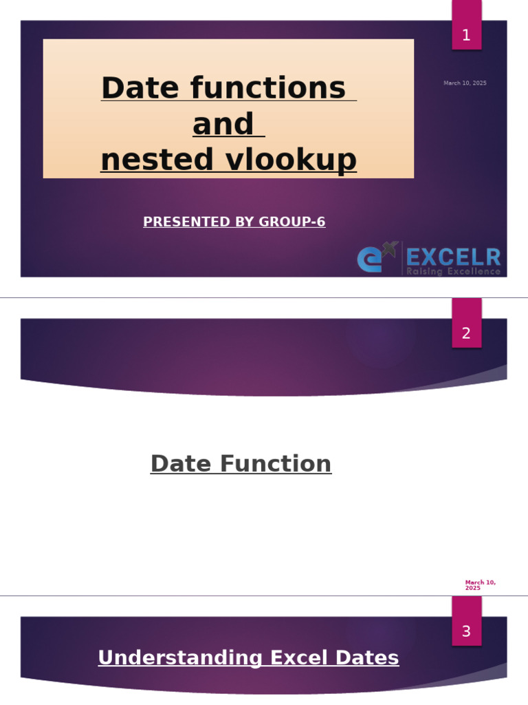 Group - 6 Presentation - Date Functions and Nested Vlookup Edited[1] - Read-Only (1) (2) | PDF ...