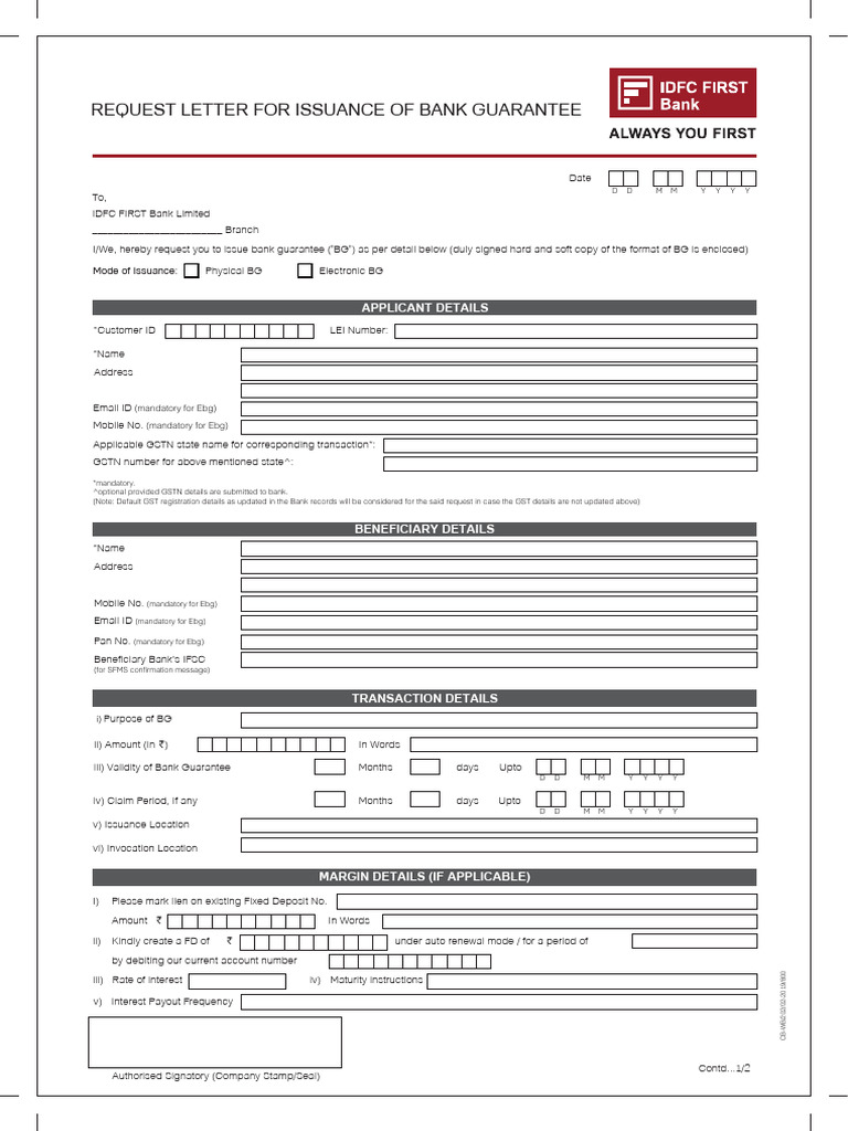 Bank Guarantee Application New | PDF | Financial Services | Private Law
