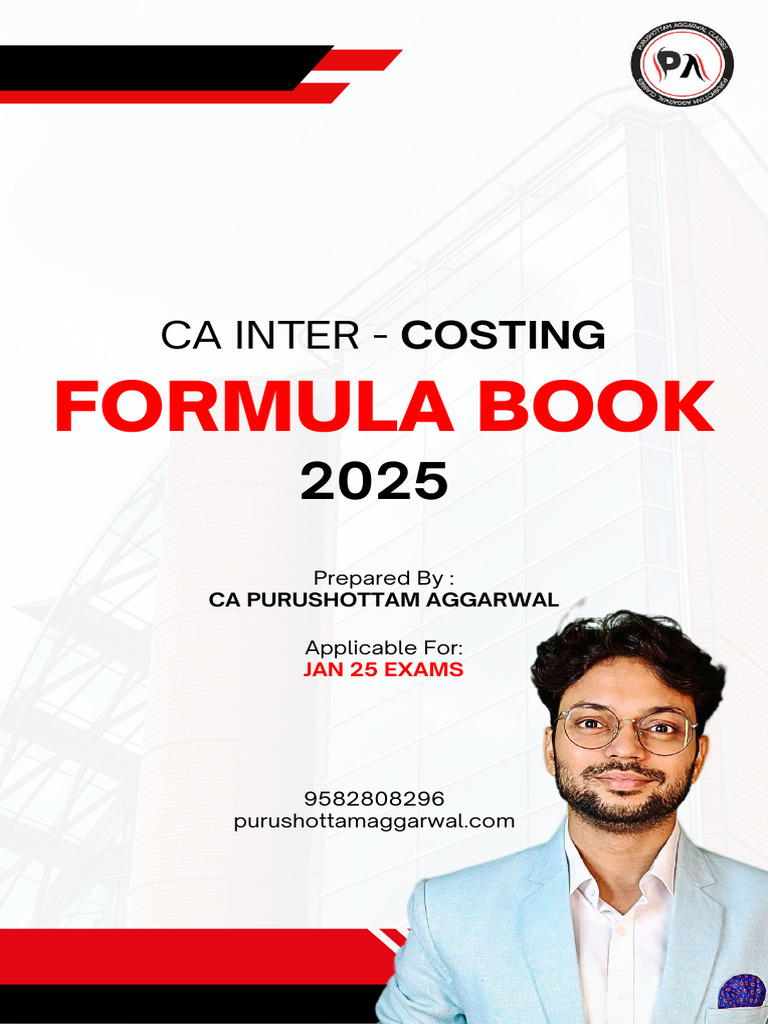 CA Inter Costing Formula Book by CA Purushottam Aggarwal - Jan 25 | PDF | Inventory | Overtime