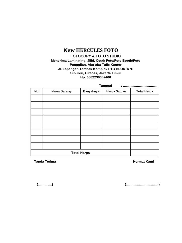 Template Nota Penjualan | PDF