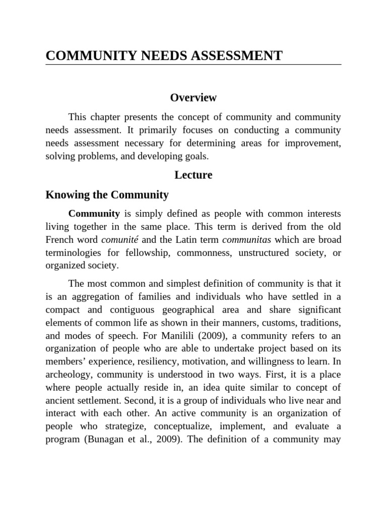 COMMUNITY-NEEDS-ASSESSMENT | PDF | Survey Methodology | Community