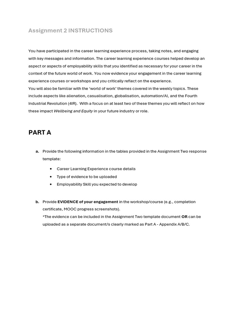 Assignment 2 INSTRUCTIONS_MSP200_2025 | PDF | Learning | Experience