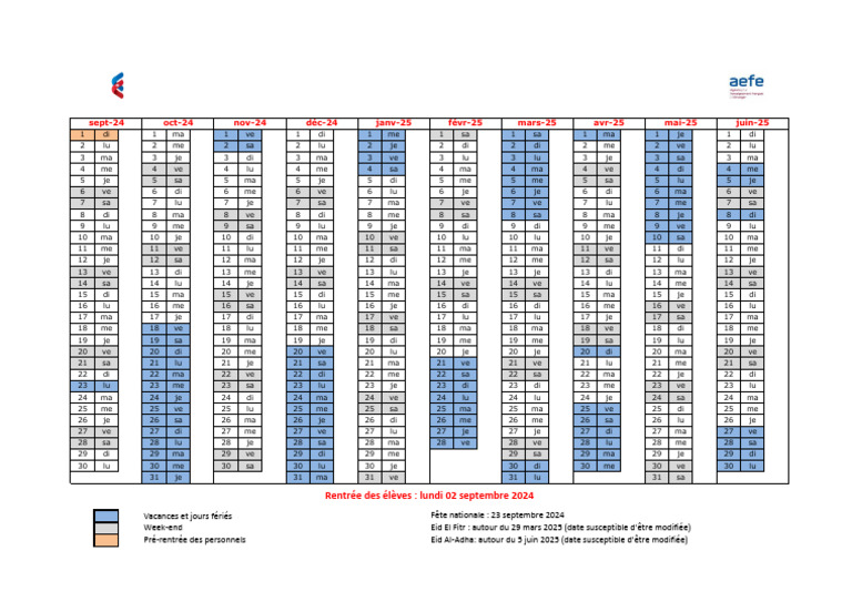 CALENDRIER-EFIR-2024-2025 | PDF