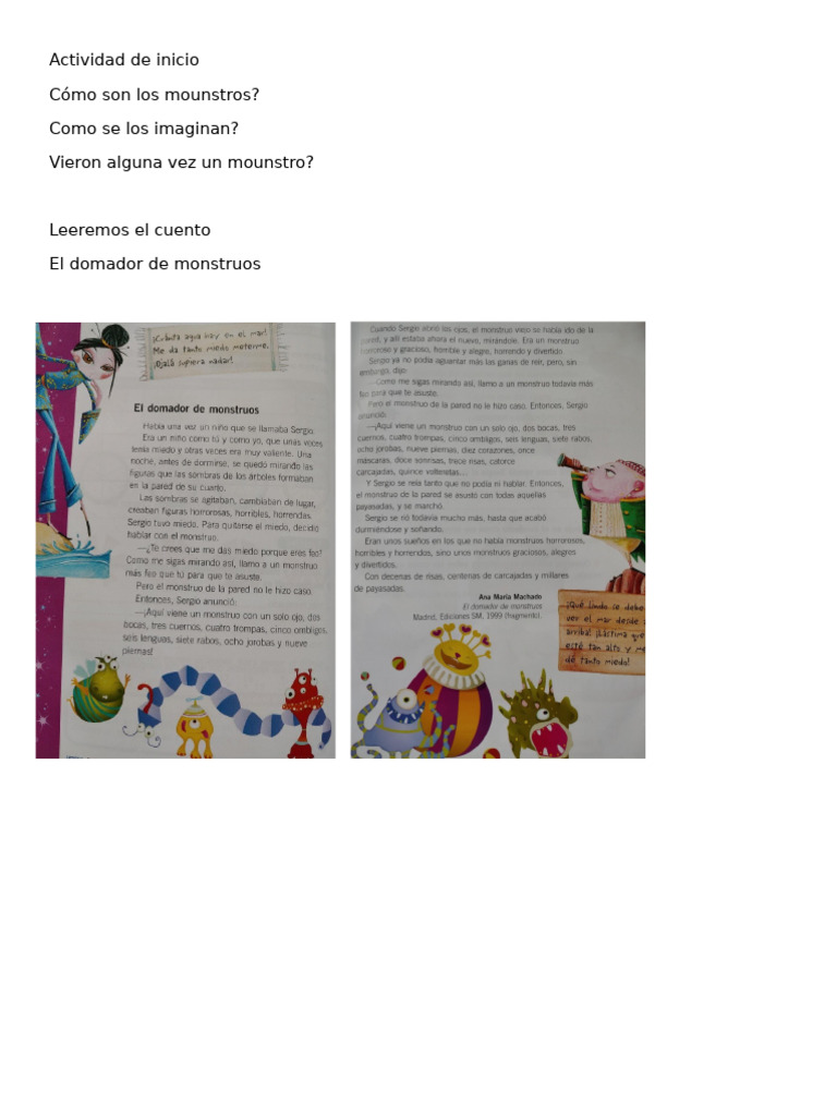 Actividades sobre monstruos en clase | PDF