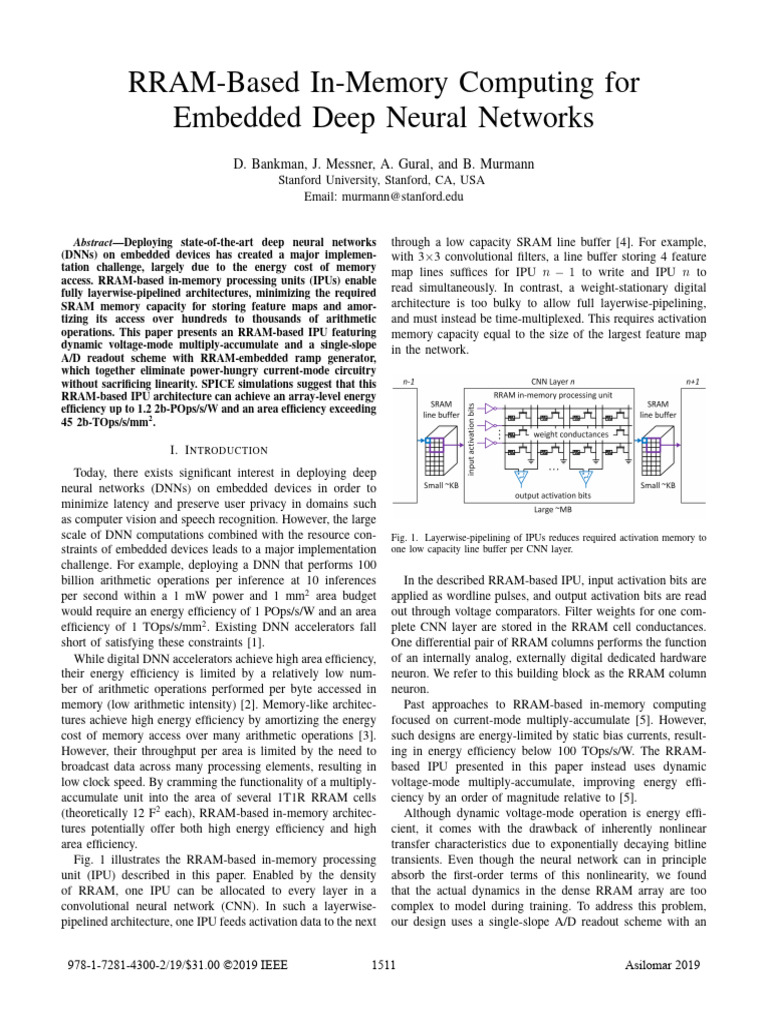 Rram Based In Memory Computing For Embedded Deep Neural Networks Pdf Deep Learning Analog