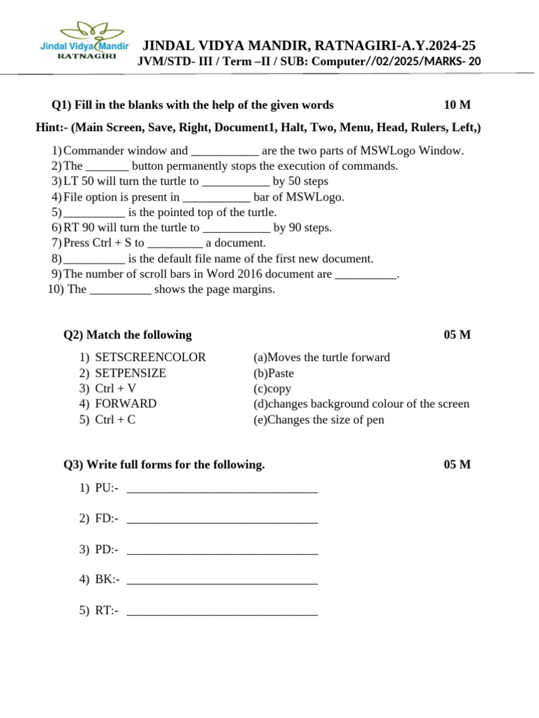 Class III Term II | PDF