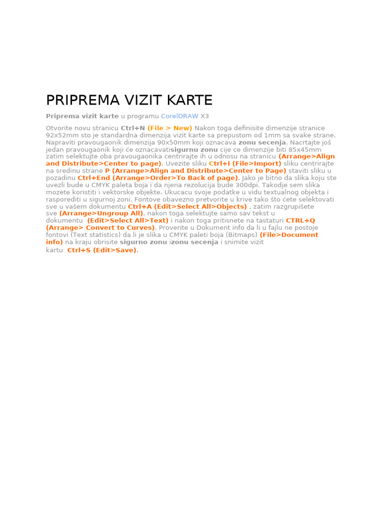 Priprema Vizit Karte | PDF