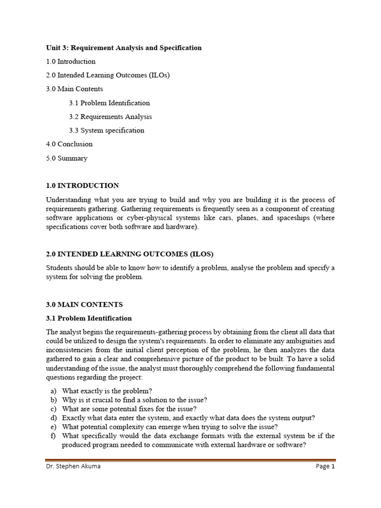 Requirement Analysis in Software Engineering | PDF | System | Software ...