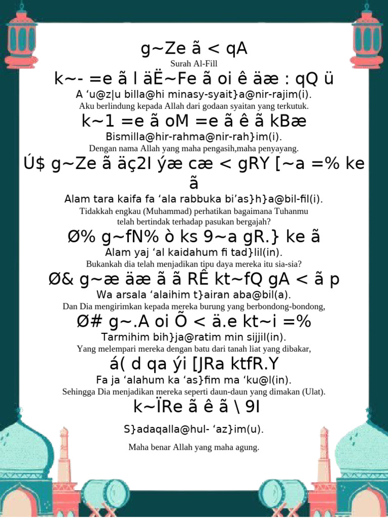 Makna dan Bacaan Surah Al-Fill | PDF