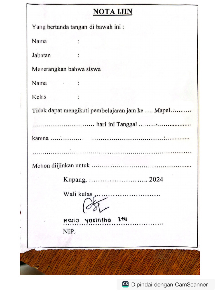 Surat Ijin Sekolah | PDF