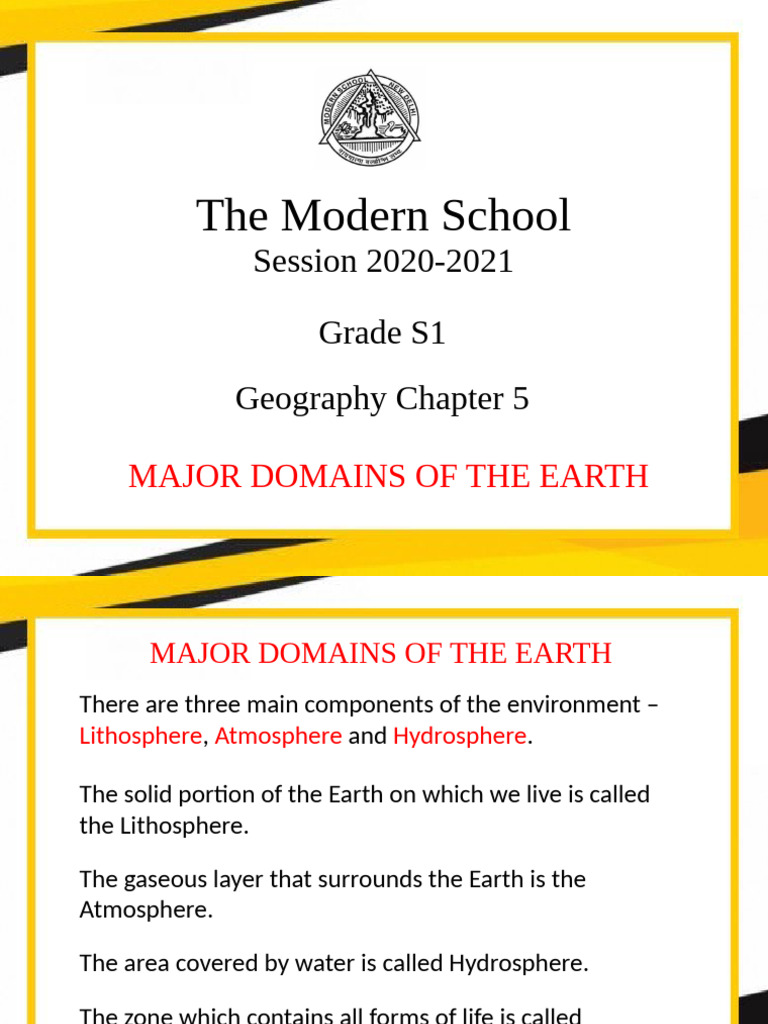 S1 Geography Major Domains of The Earth Surbhi Sodhi | PDF | Atmosphere ...