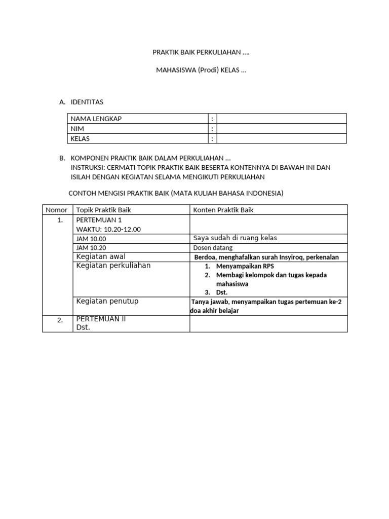 FORM Praktik Baik | PDF