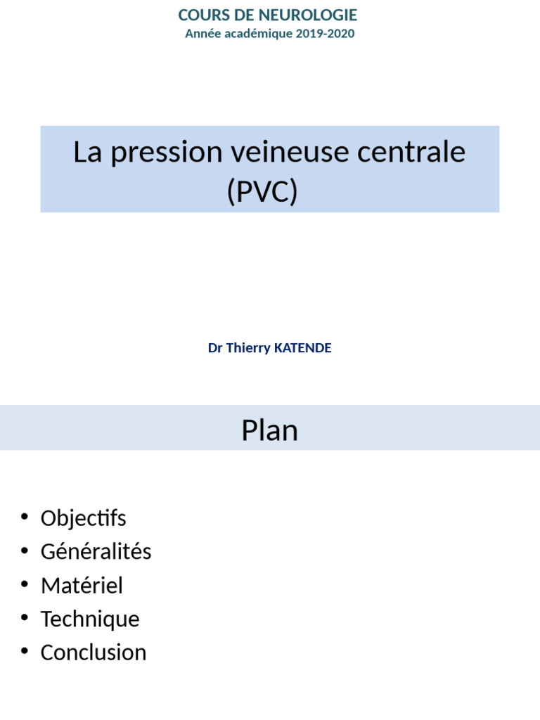 Mesure de la Pression Veineuse Centrale | PDF | Thérapie intraveineuse ...