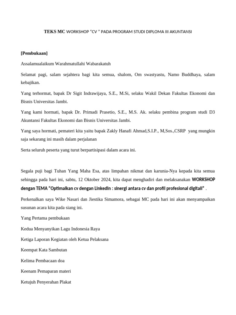 TEKS MC Workshop CV (1) Fix | PDF